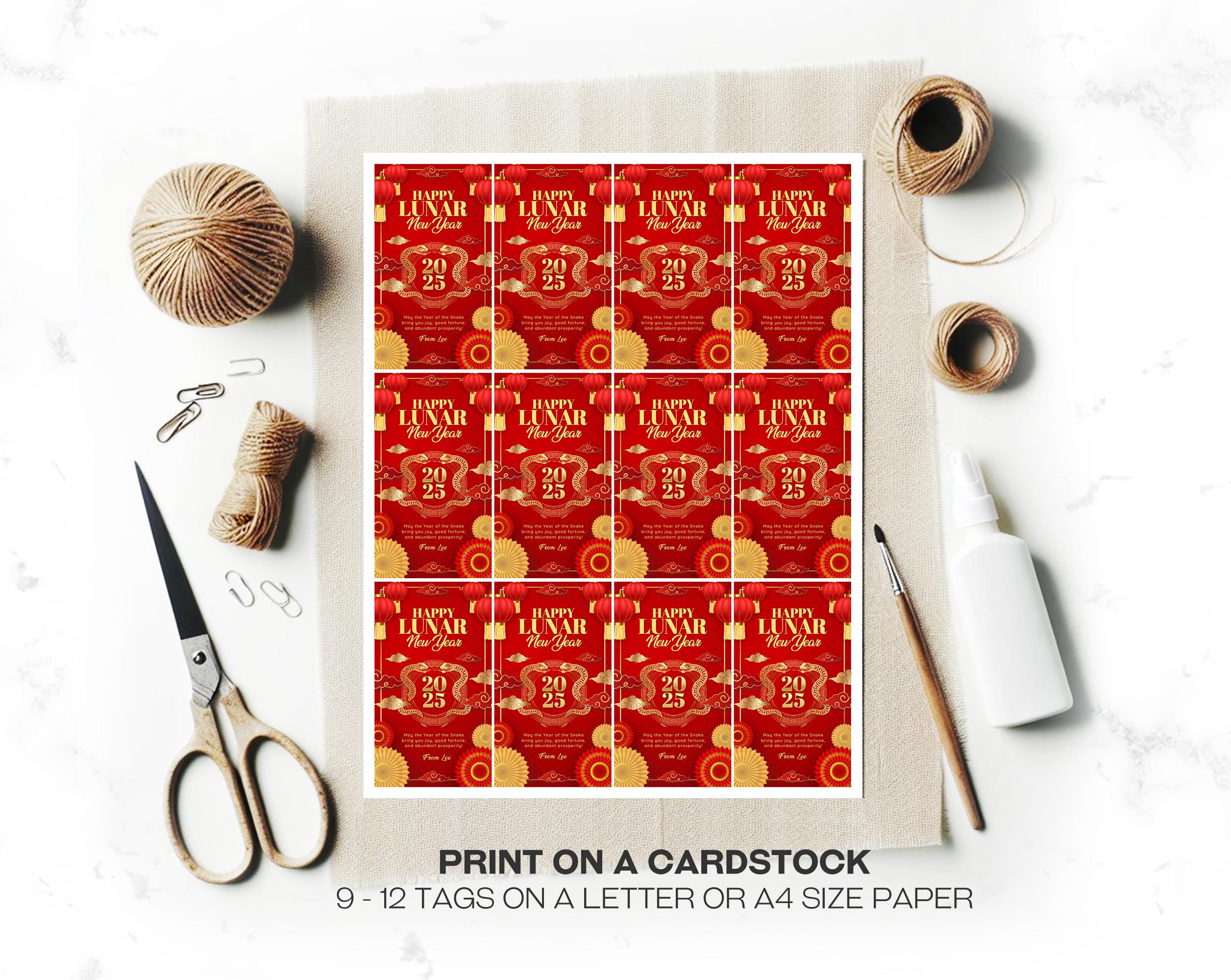 Editable Lunar New Year Gift Tags, Chinese New Year Gift Tags, Canva ...