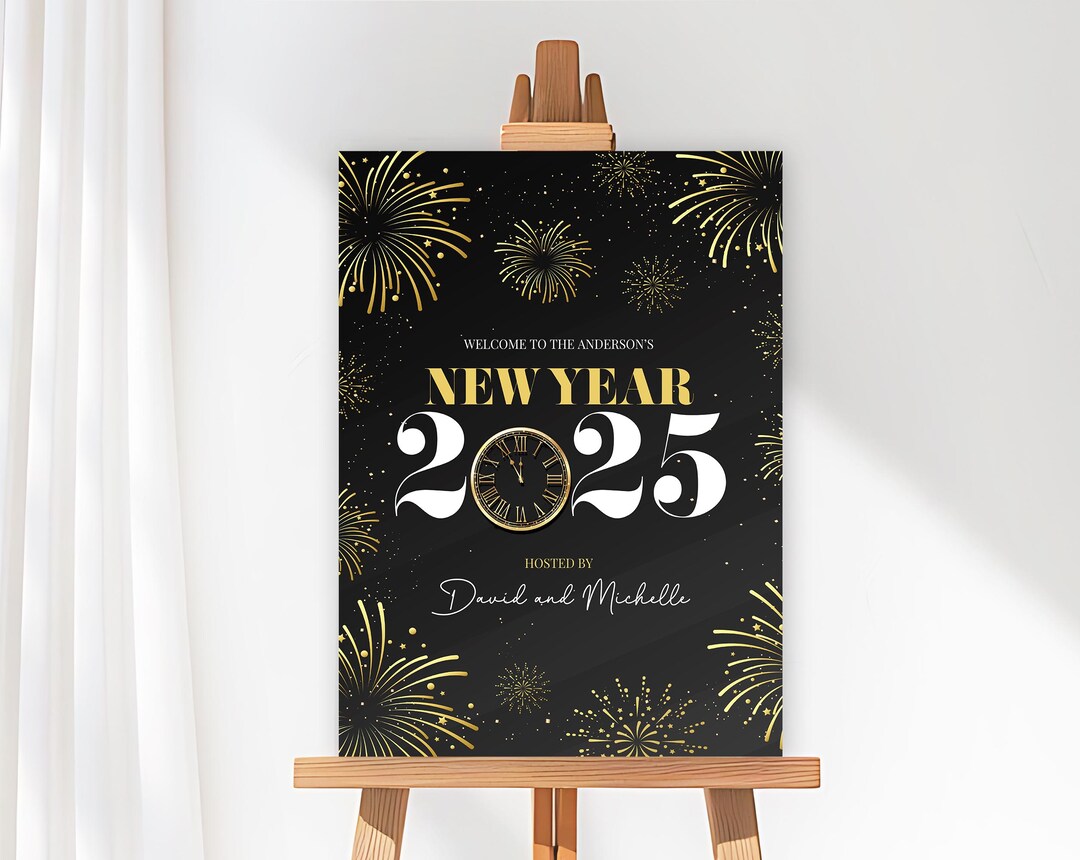 Editable New Years Party Welcome Sign, New Years Eve Welcome Sign, New ...