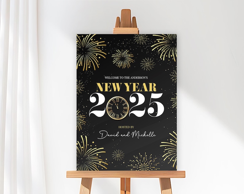 Editable New Years Party Welcome Sign, New Years Eve Welcome Sign, New ...