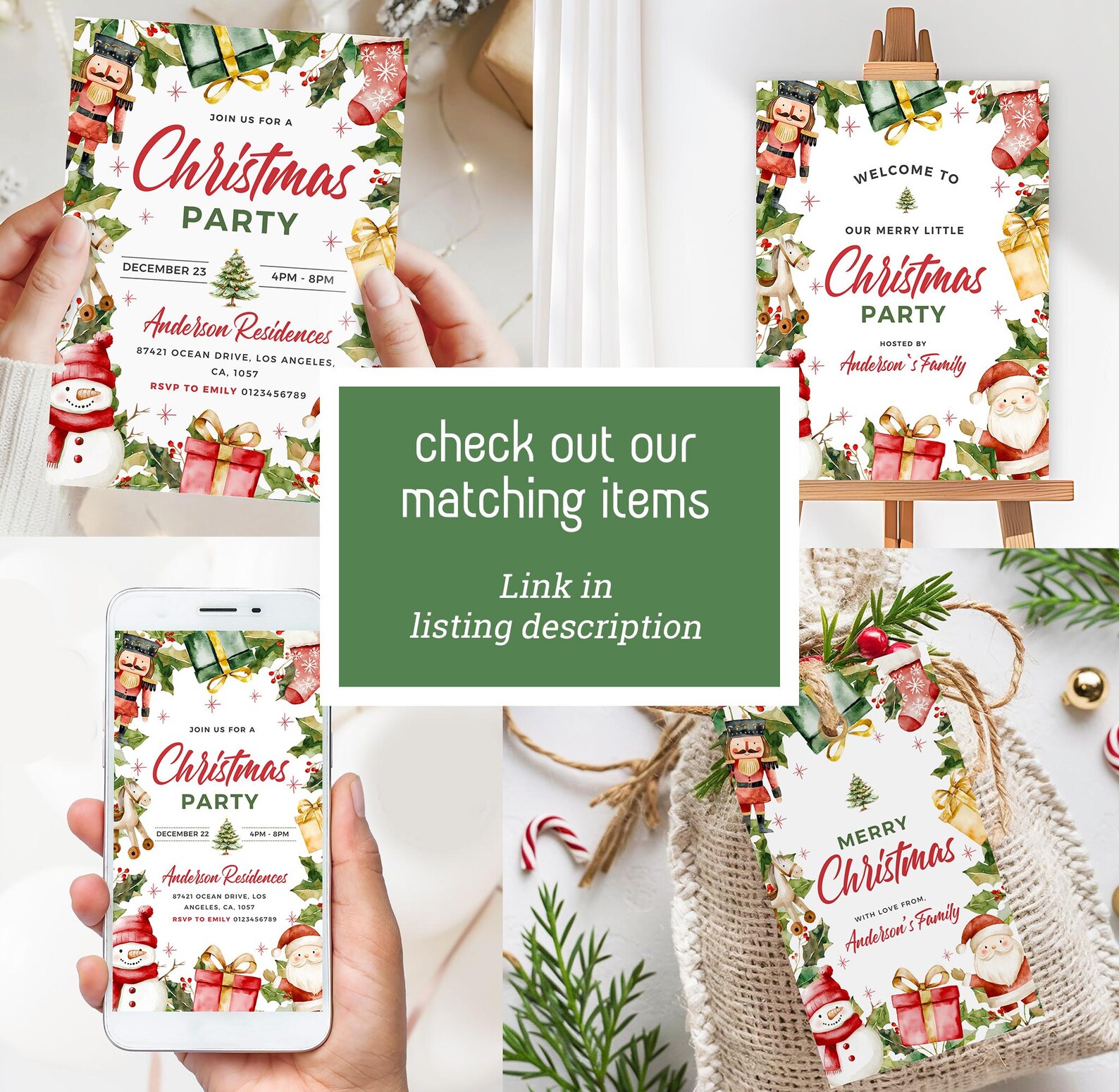 Editable Christmas Party Favor Tags, Christmas Party Gift Tags, Merry ...