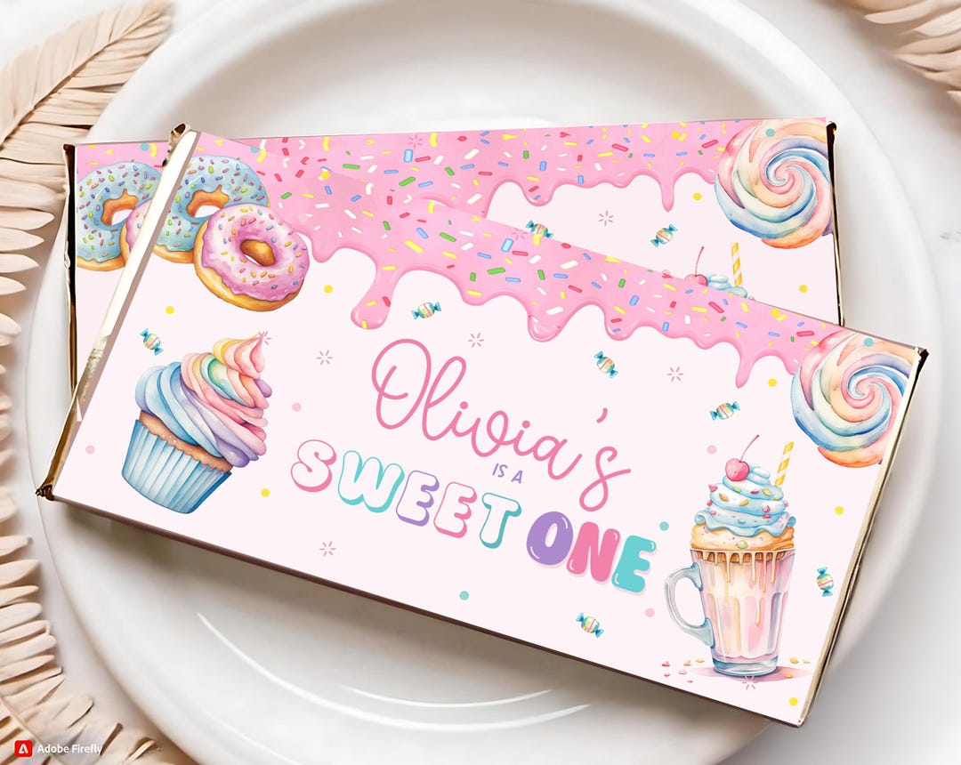 Editable Sweet One Chocolate Bar Wrapper Label, Sweet One Chocolate Bar Label, Sweet One Party ...
