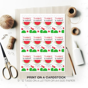 Editable Watermelon Favor Tags, One in a Melon Tags, Watermelon ...