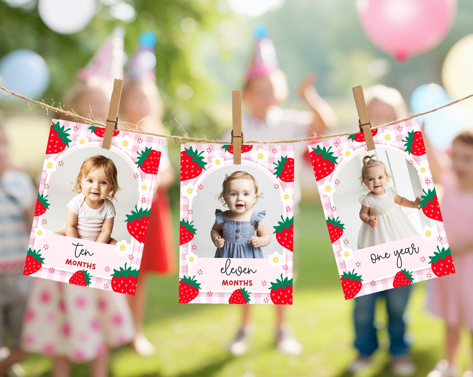 Editable Berry First Birthday Milestone Photo Cards, Berry Birthday ...