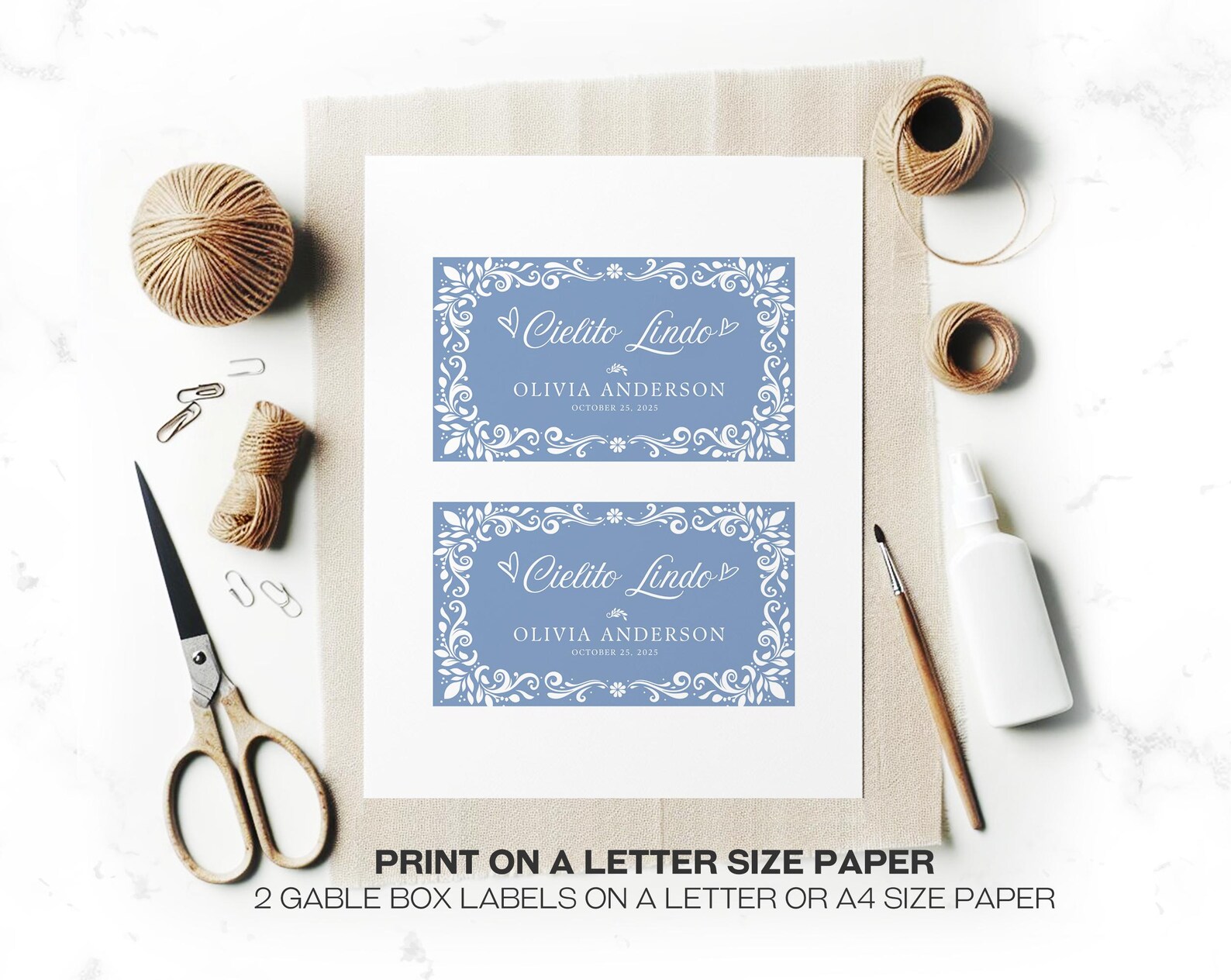 Editable Cielito Lindo Gable Box Label, Blue Cielito Lindo Gift Box ...