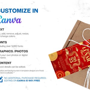 Editable Lunar New Year Gift Tags, Chinese New Year Gift Tags, Canva ...