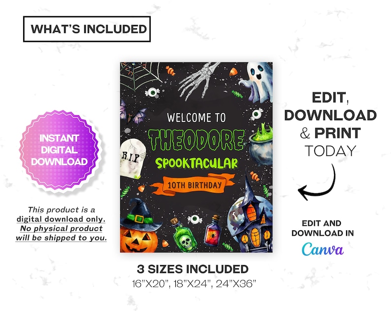 Editable Halloween Welcome Sign, Halloween Party Sign, Halloween ...