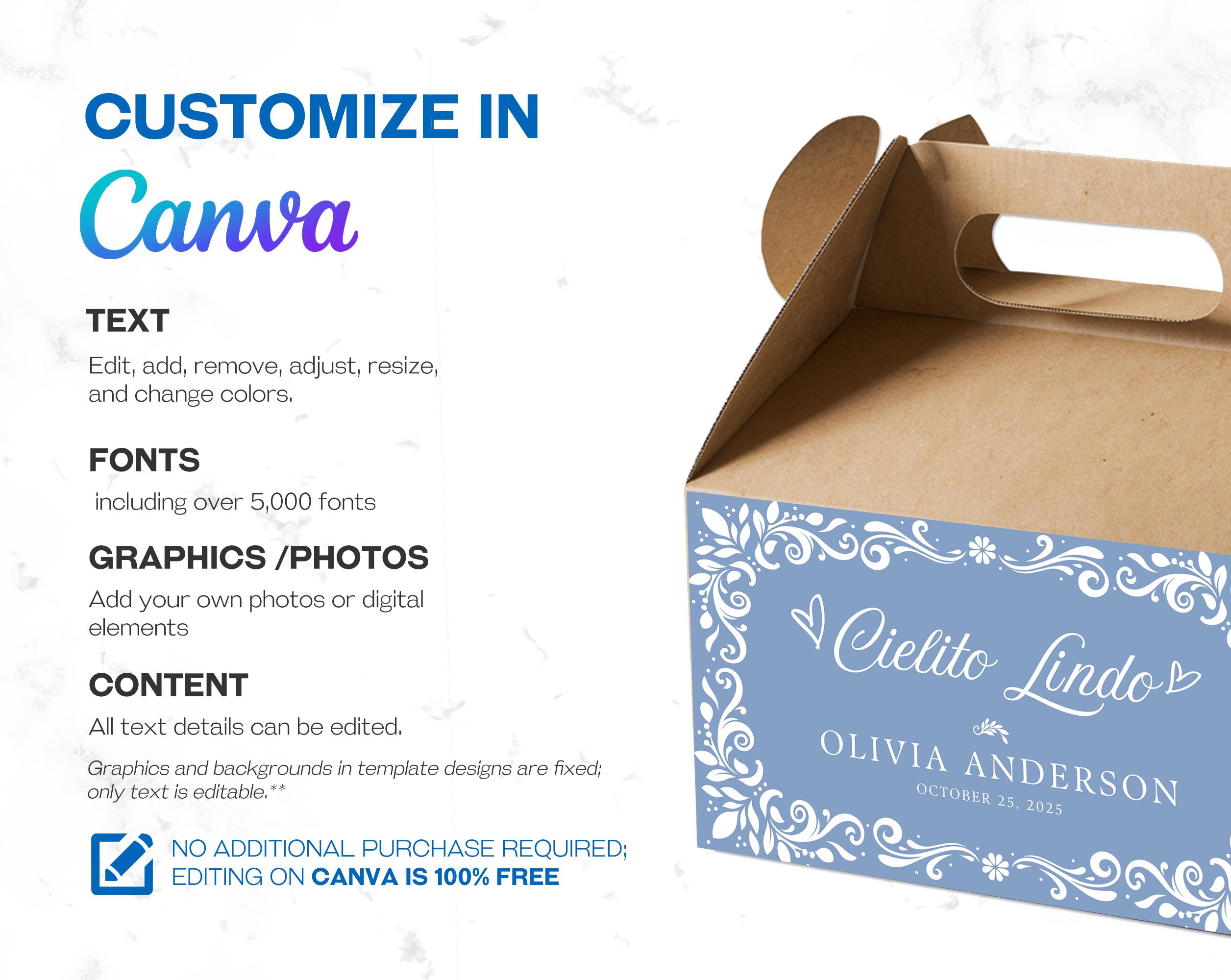 Editable Cielito Lindo Gable Box Label, Blue Cielito Lindo Gift Box ...