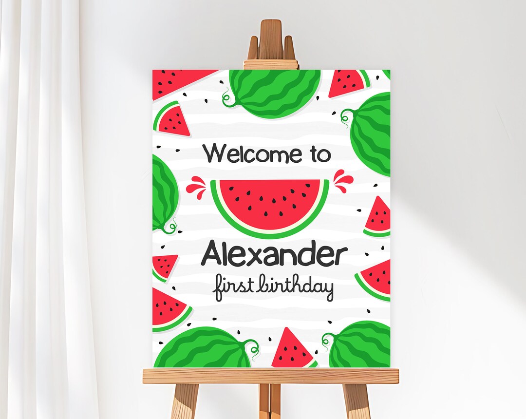 Editable Watermelon Welcome Sign, Watermelon Birthday Party Welcome ...