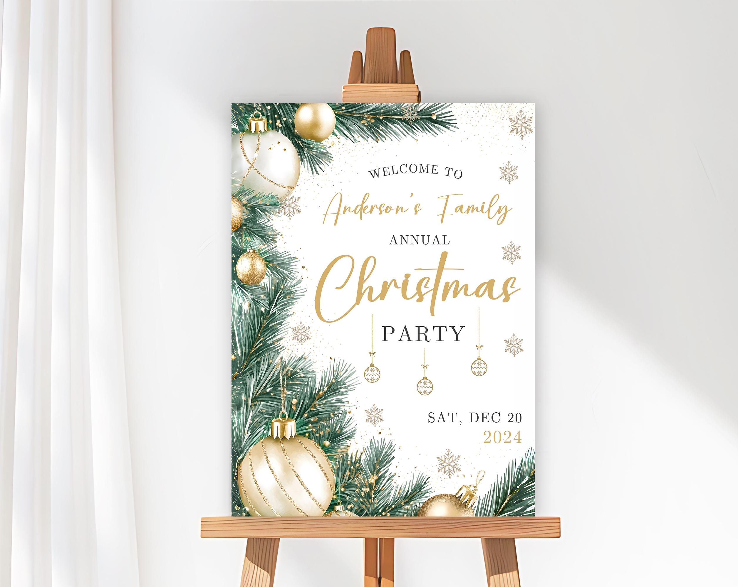 Editable Christmas Welcome Sign, Christmas Party Sign, Christmas Party ...