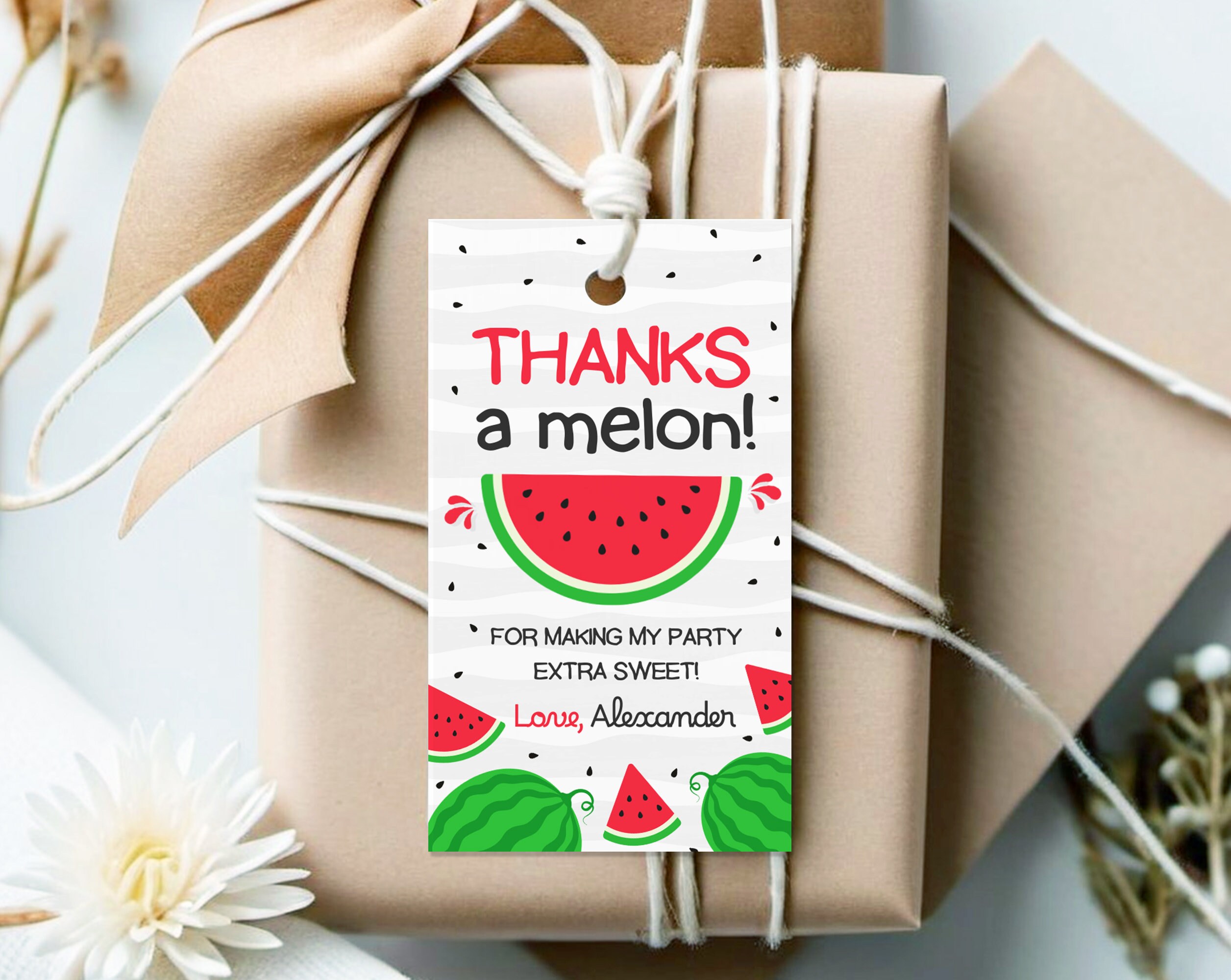 Editable Watermelon Favor Tags, One in a Melon Tags, Watermelon ...