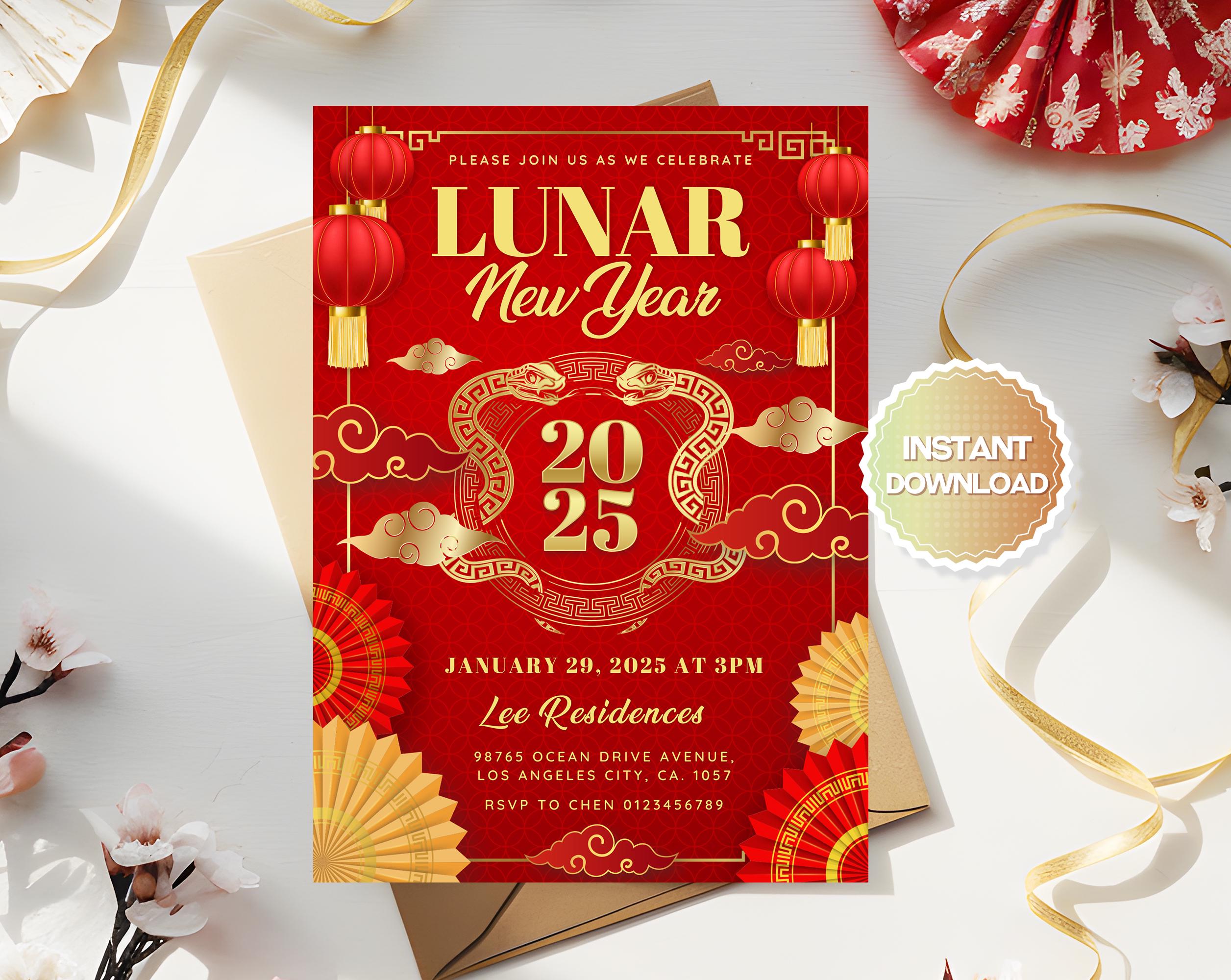 Editable Chinese New Year Invitation, Lunar New Year Invitation, Year ...