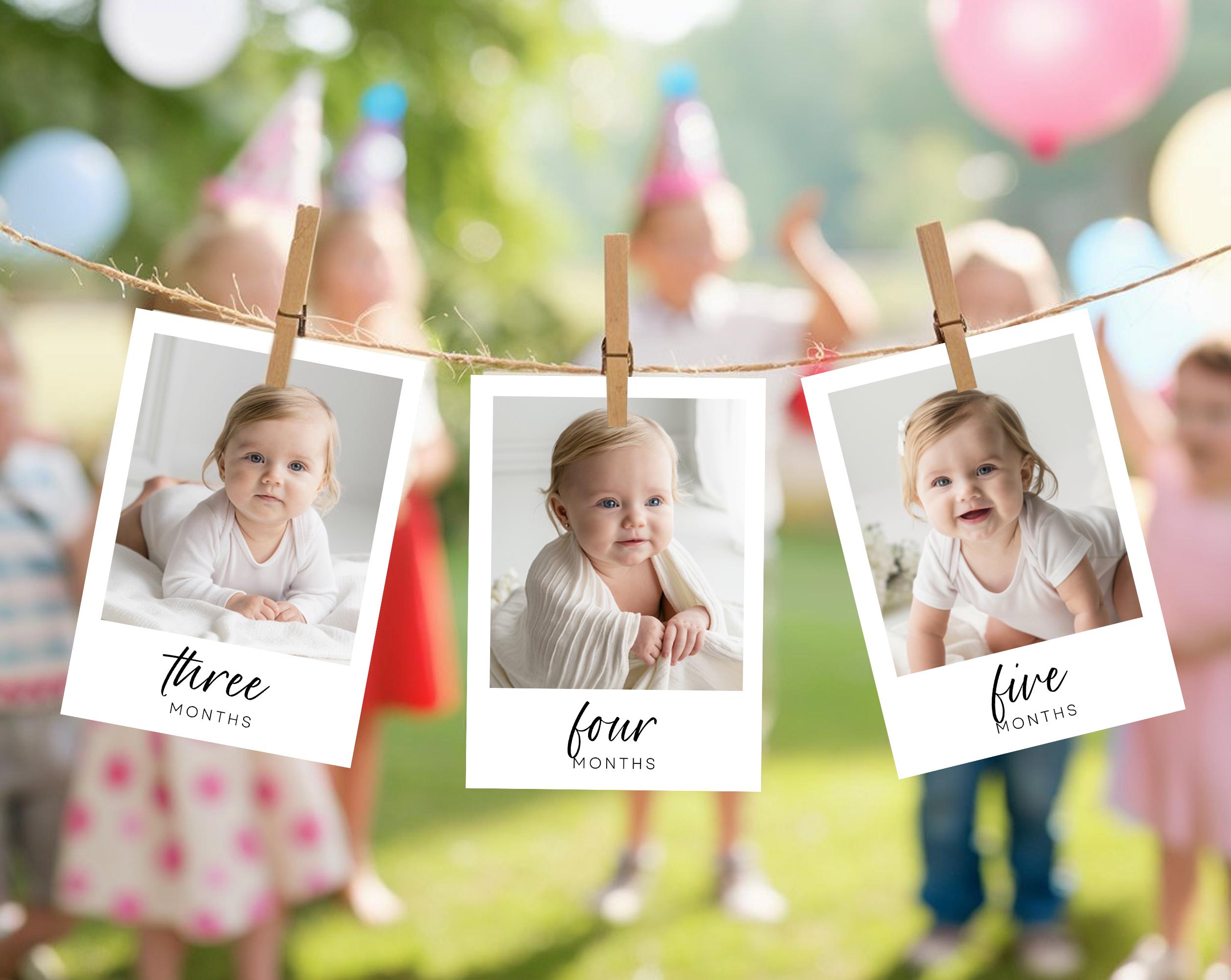 Editable First Birthday Milestone Photo Banner, Gender Neutral ...