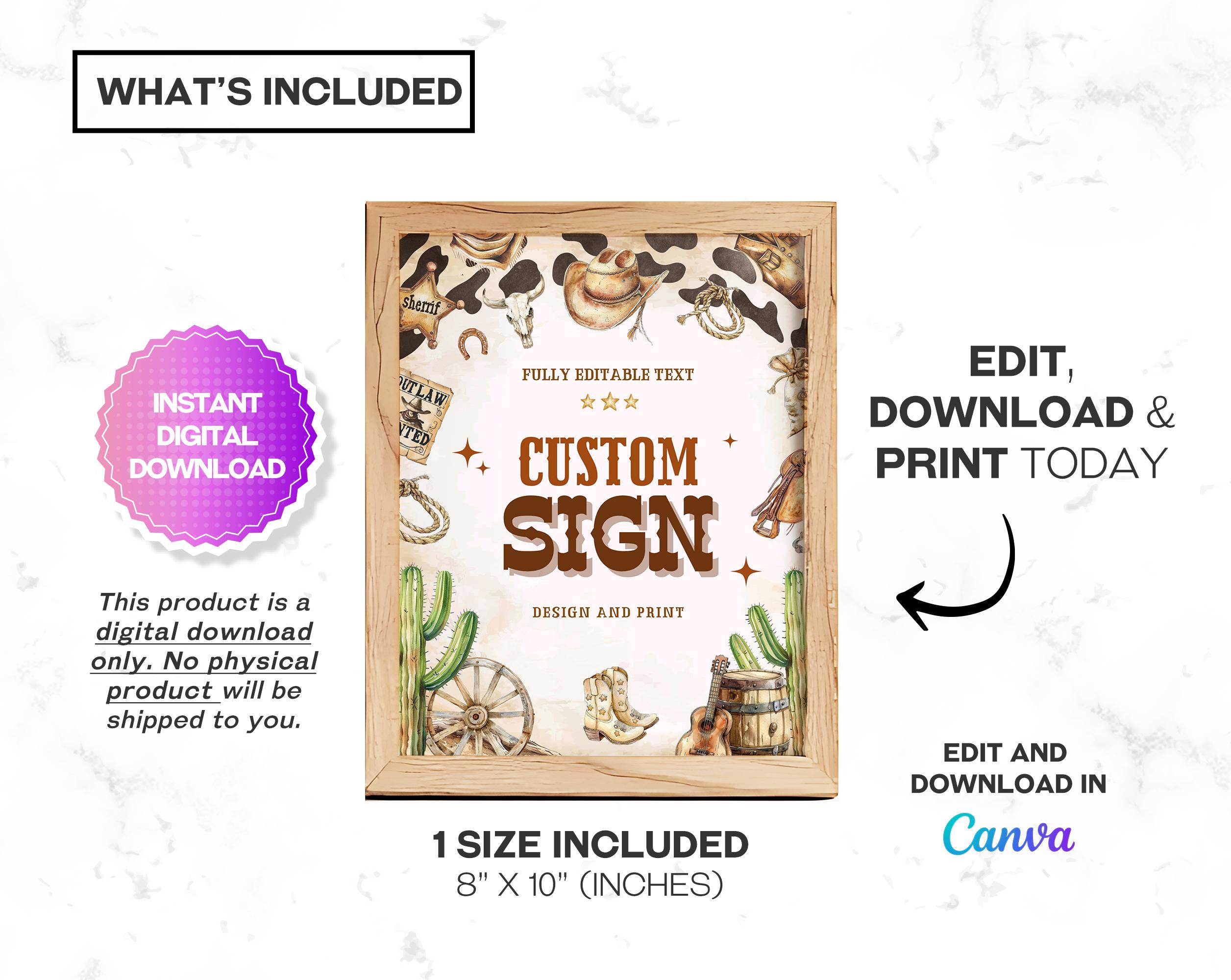 Editable Rodeo Custom Sign, First Rodeo Custom Sign, Cowboy Custom Sign ...