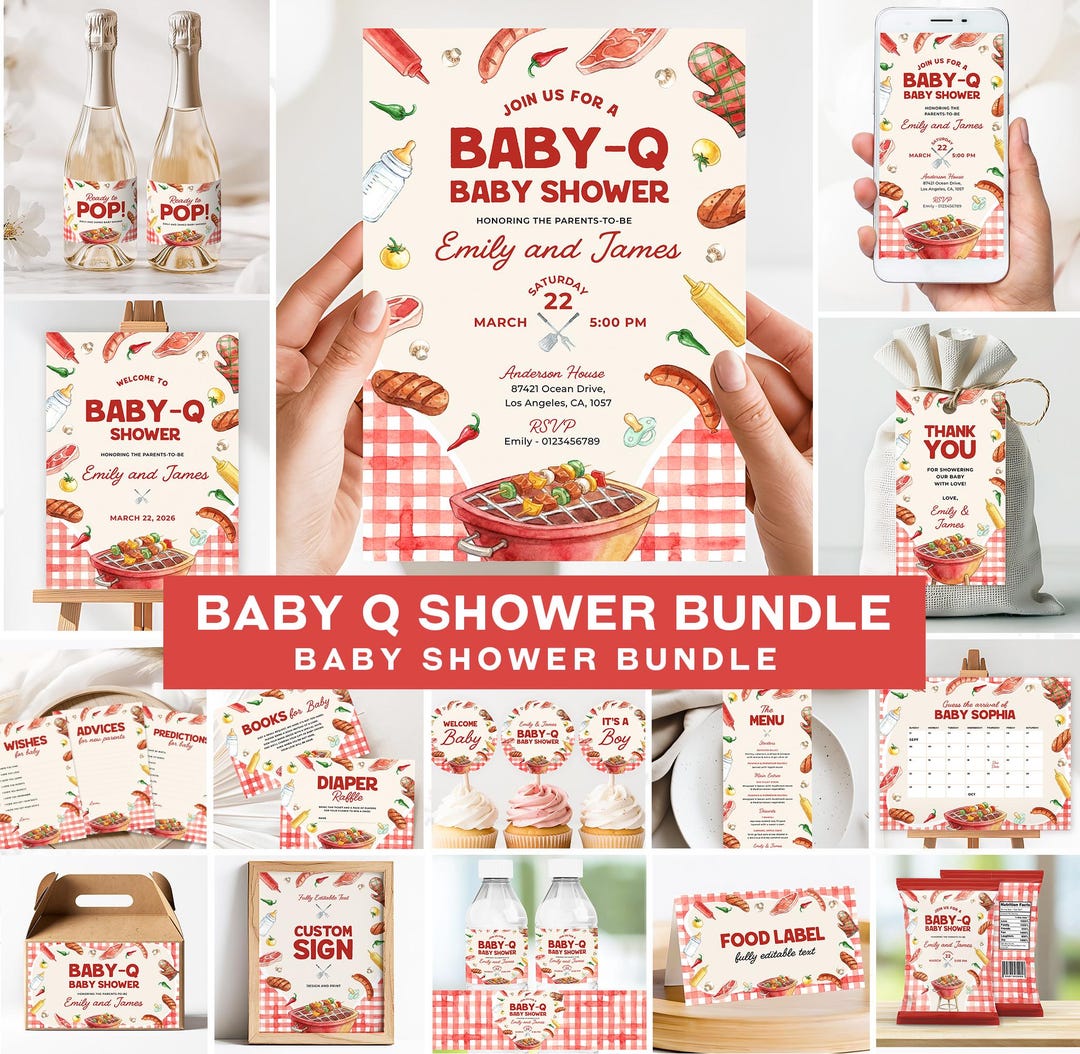 Baby Q Baby Shower Bundle, Backyard Baby Shower Bundle, Barbecue Baby ...