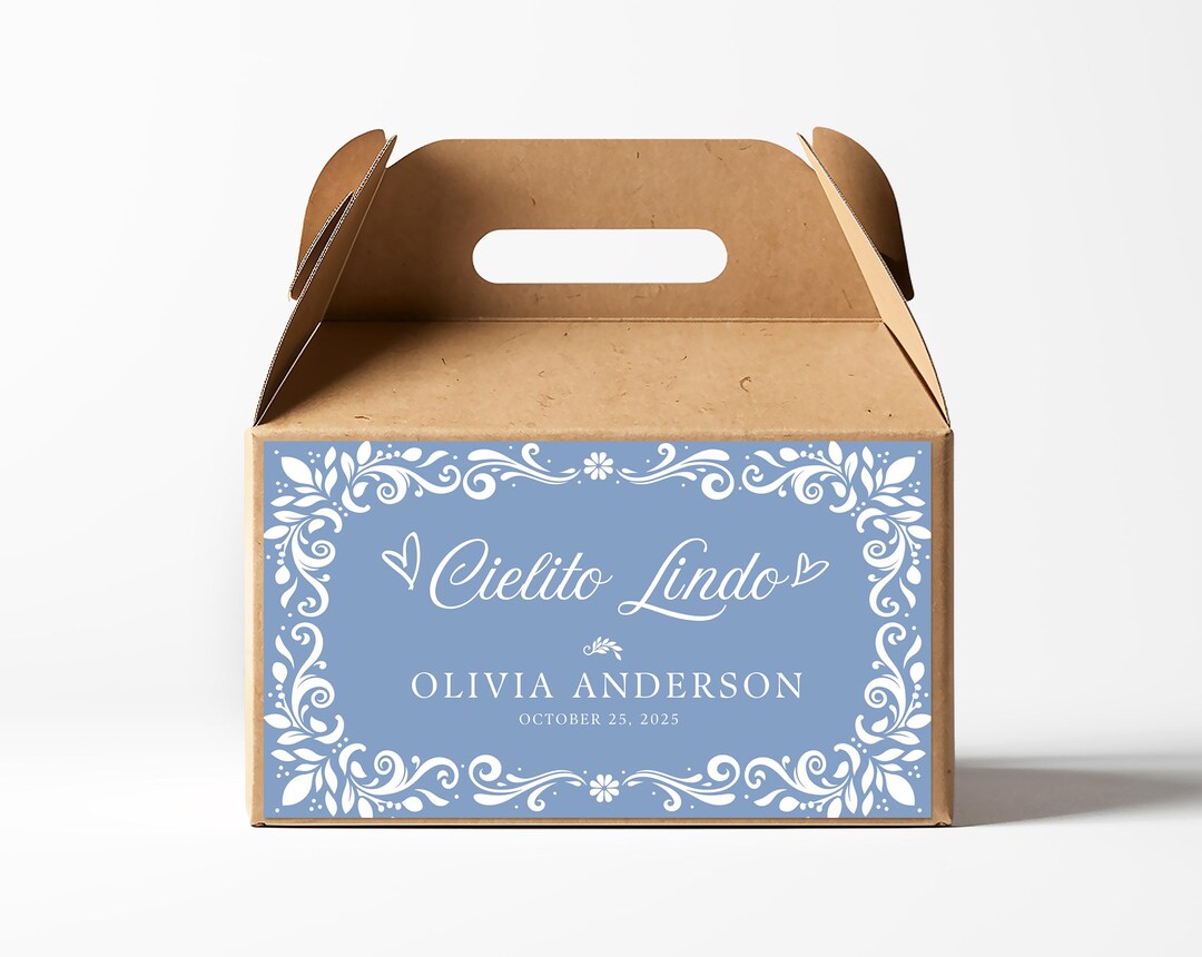 Editable Cielito Lindo Gable Box Label, Blue Cielito Lindo Gift Box ...