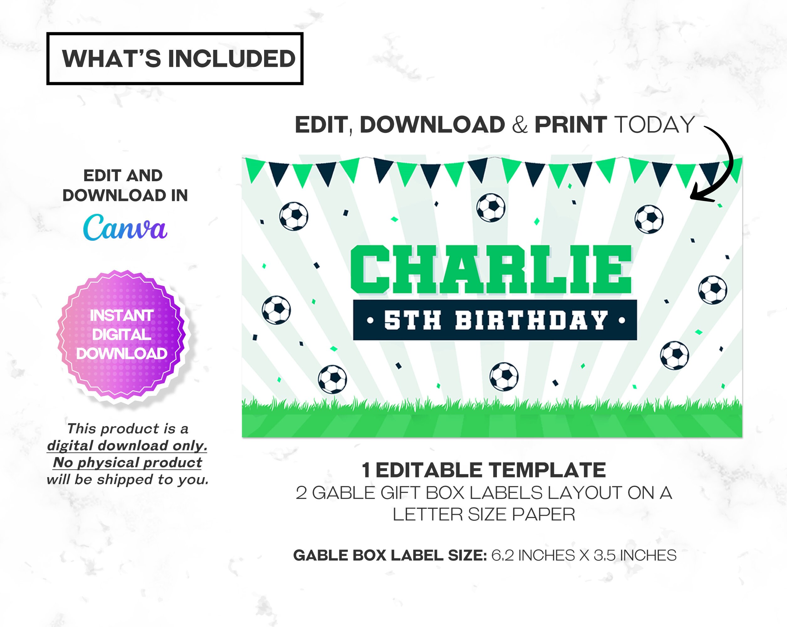 Editable Soccer Gable Box Labels, Soccer Gable Favor Box Label, Soccer ...