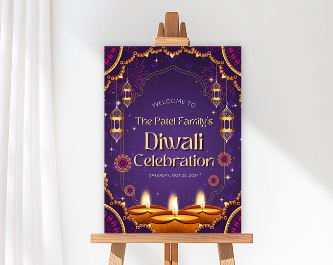 Personalised Diwali Sign, Diwali at the Names, Lotus , Aum ...