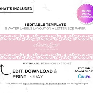 Editable Cielito Lindo Baby Shower Water Bottle Label, Pink Cielito ...