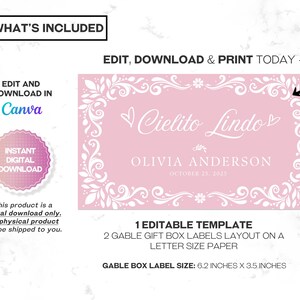 Editable Cielito Lindo Gable Box Label, Pink Cielito Lindo Gift Box ...