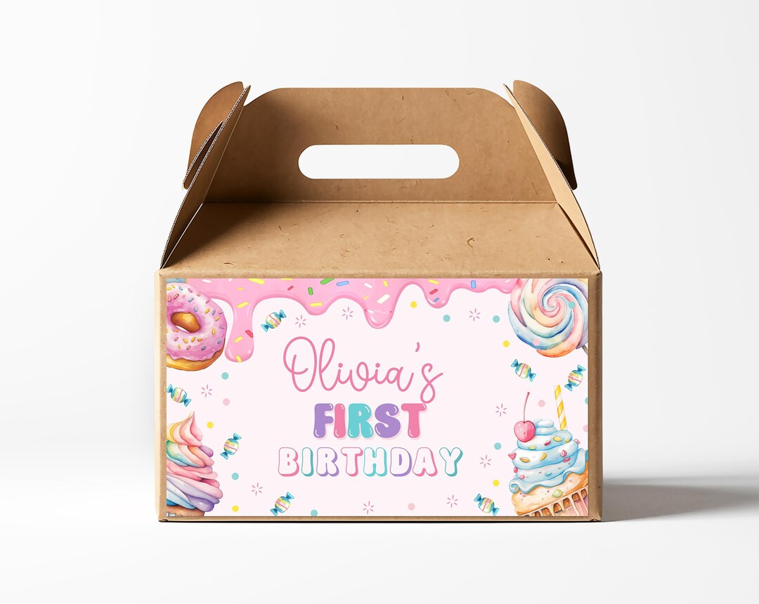 Editable Sweet One Gable Box Labels, Donut Candy Gable Box Label, Sweet ...