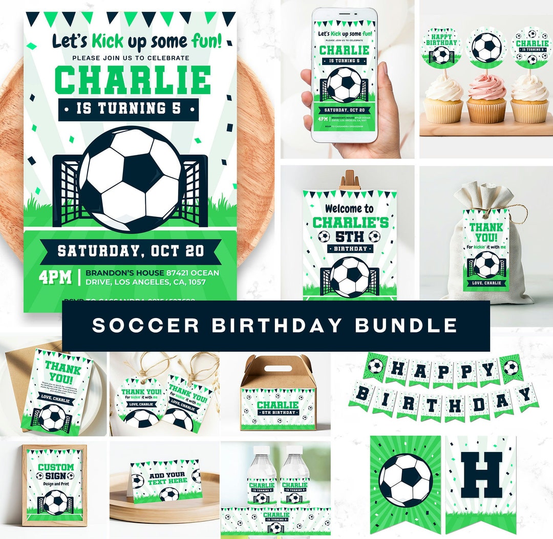Editable Soccer Birthday Party Bundle, Football Birthday Party Bundle ...