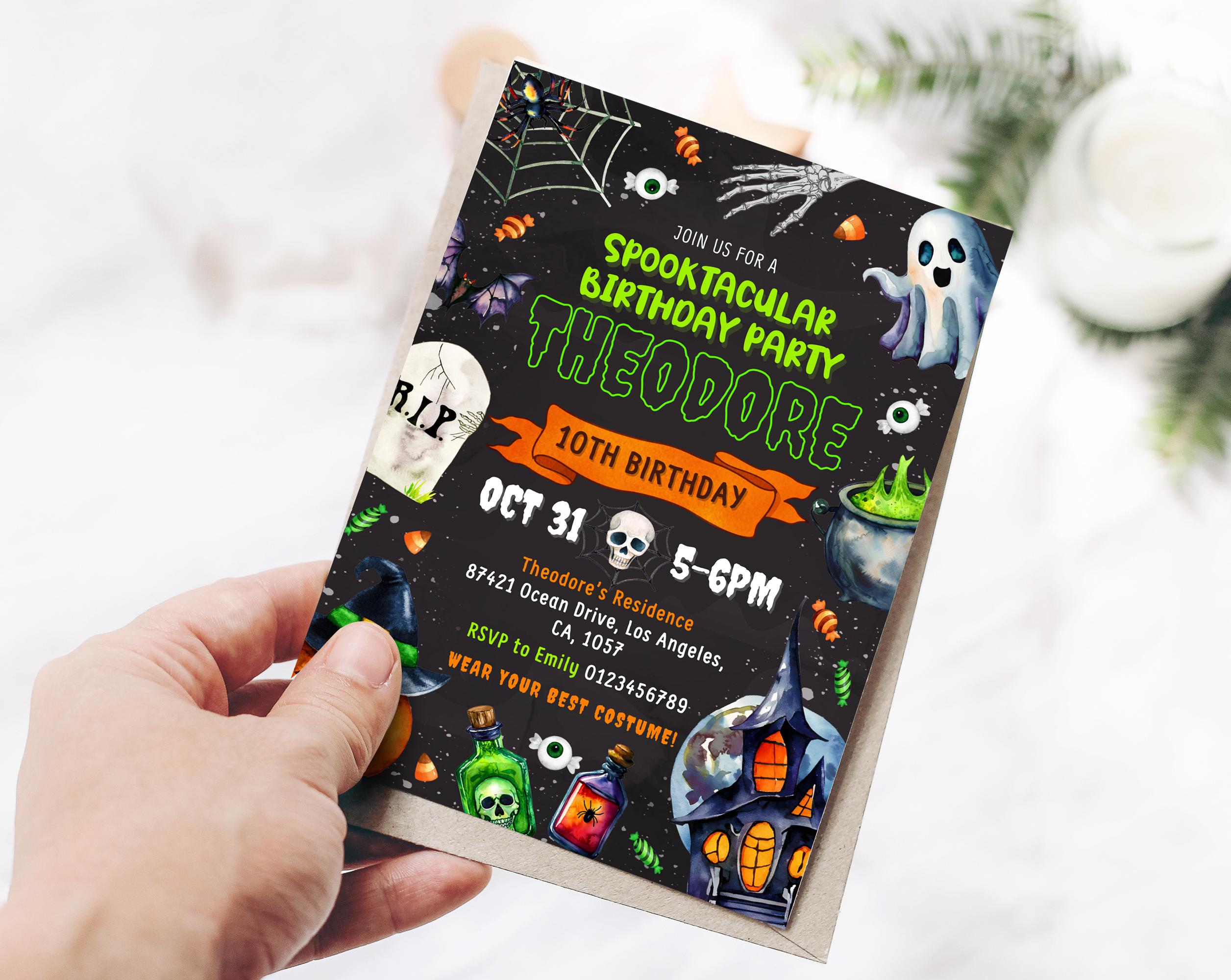 Editable Halloween Birthday Invitation, Halloween Birthday Party Invite ...