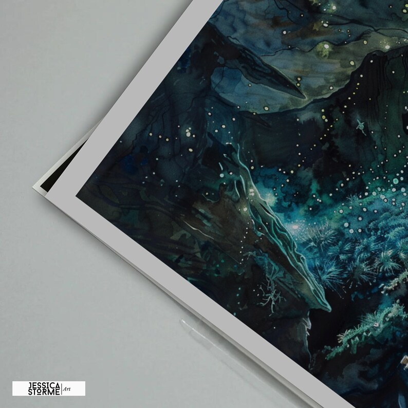 Waitomo Glowworm Caves Watercolour Illustration, Colorful Wall Art ...