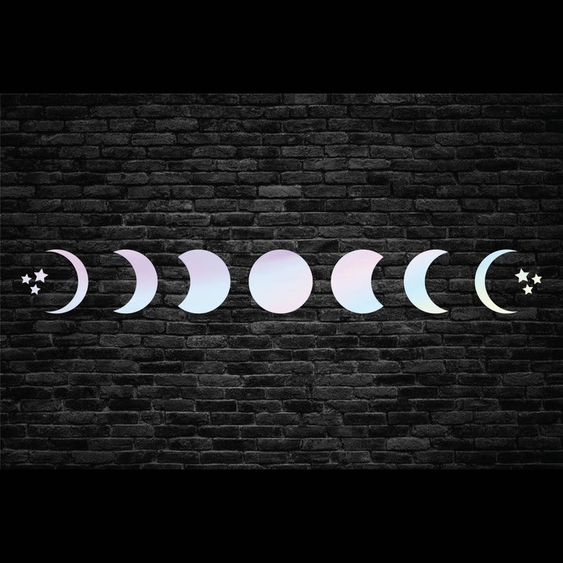 Holographic Moon Phases Vinyl Decals / Hydro Flask, Car, Laptop ...