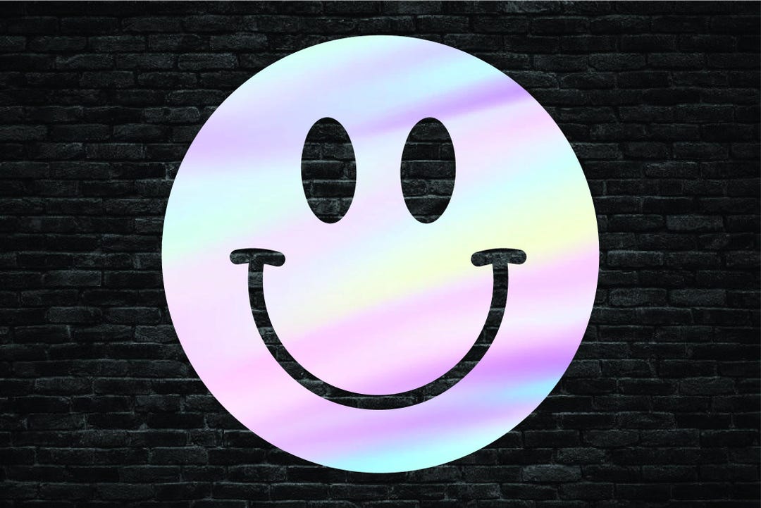 Holographic Smiley Face Car Decal – Cute Reflective Vinyl Sticker for ...