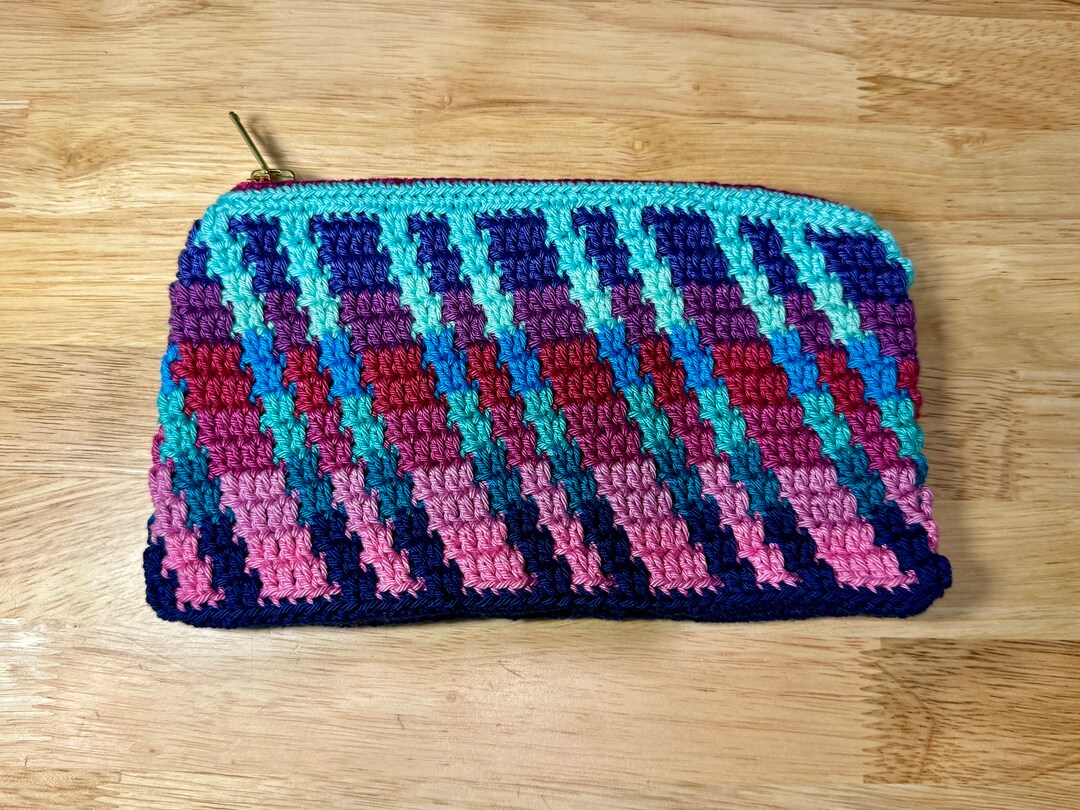 Zippered Pouch Mermaid Diagonals Mosaic Crochet - Etsy