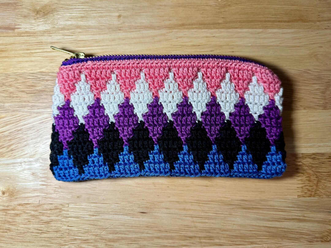 Zippered Pouch - Genderfluid Diamonds - Mosaic Crochet - Etsy