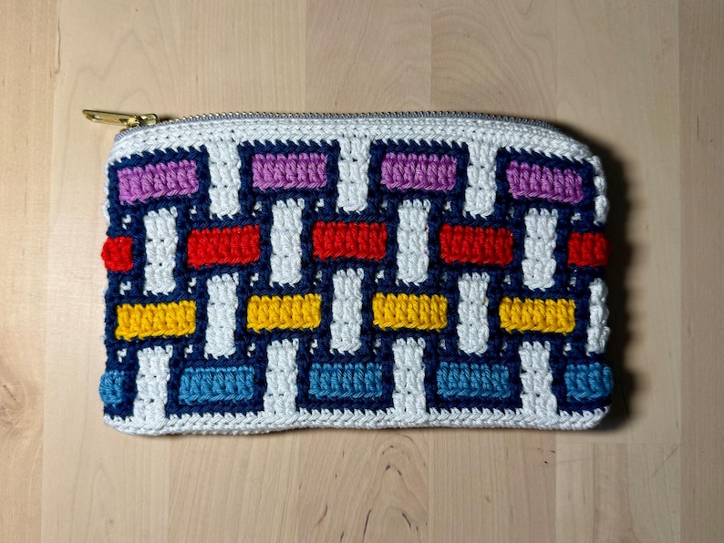Zippered Pouch - Mondrian Weave - Mosaic Crochet - Etsy