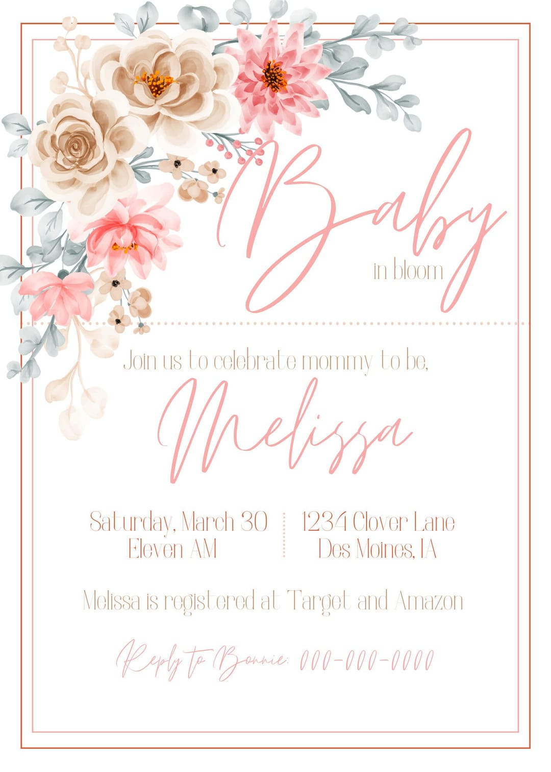 Floral Baby Shower Invitation - Etsy