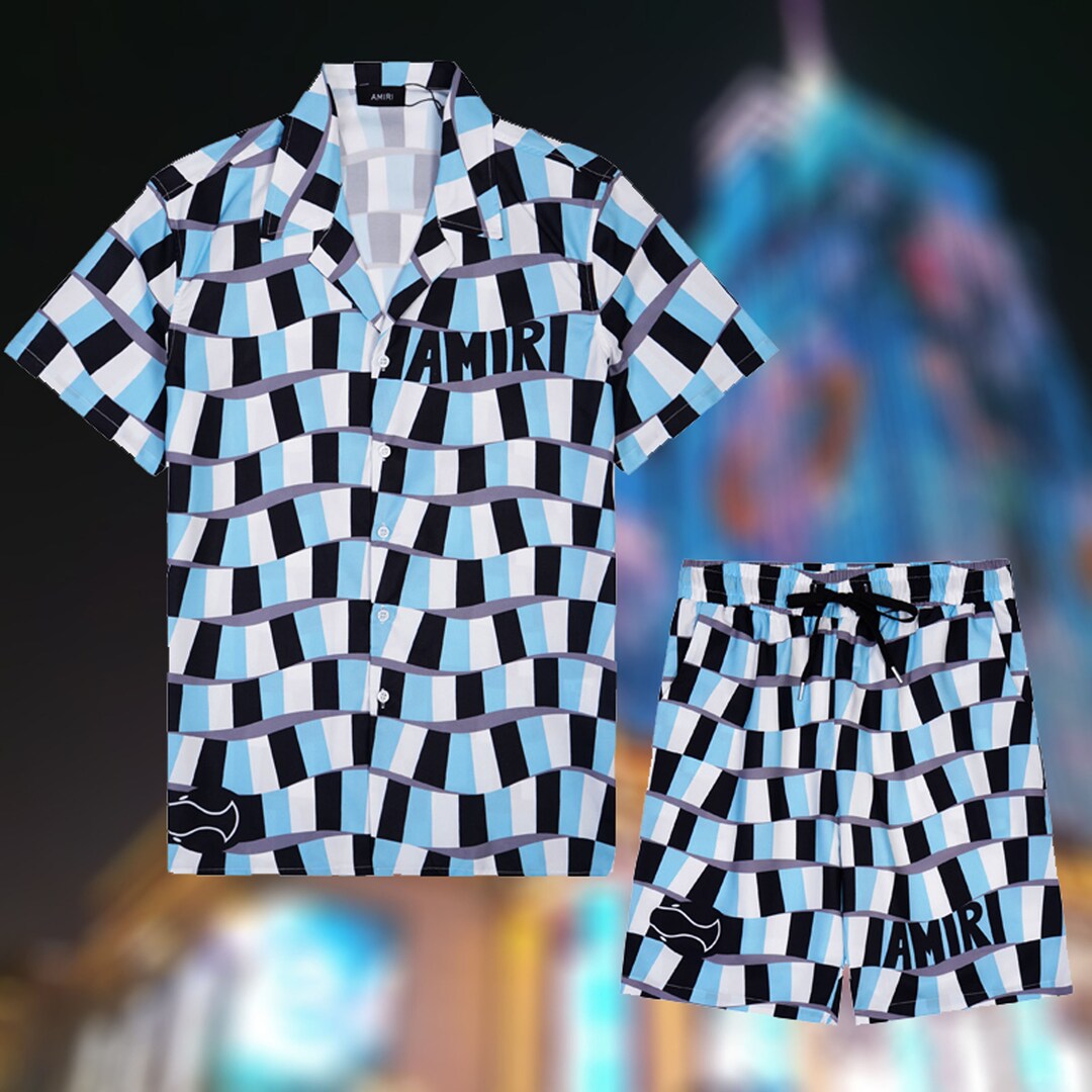 Amiri T-shirt, AMIRI Beach Shirt Sets , Vintage Amiri Logo Shirt Short ...