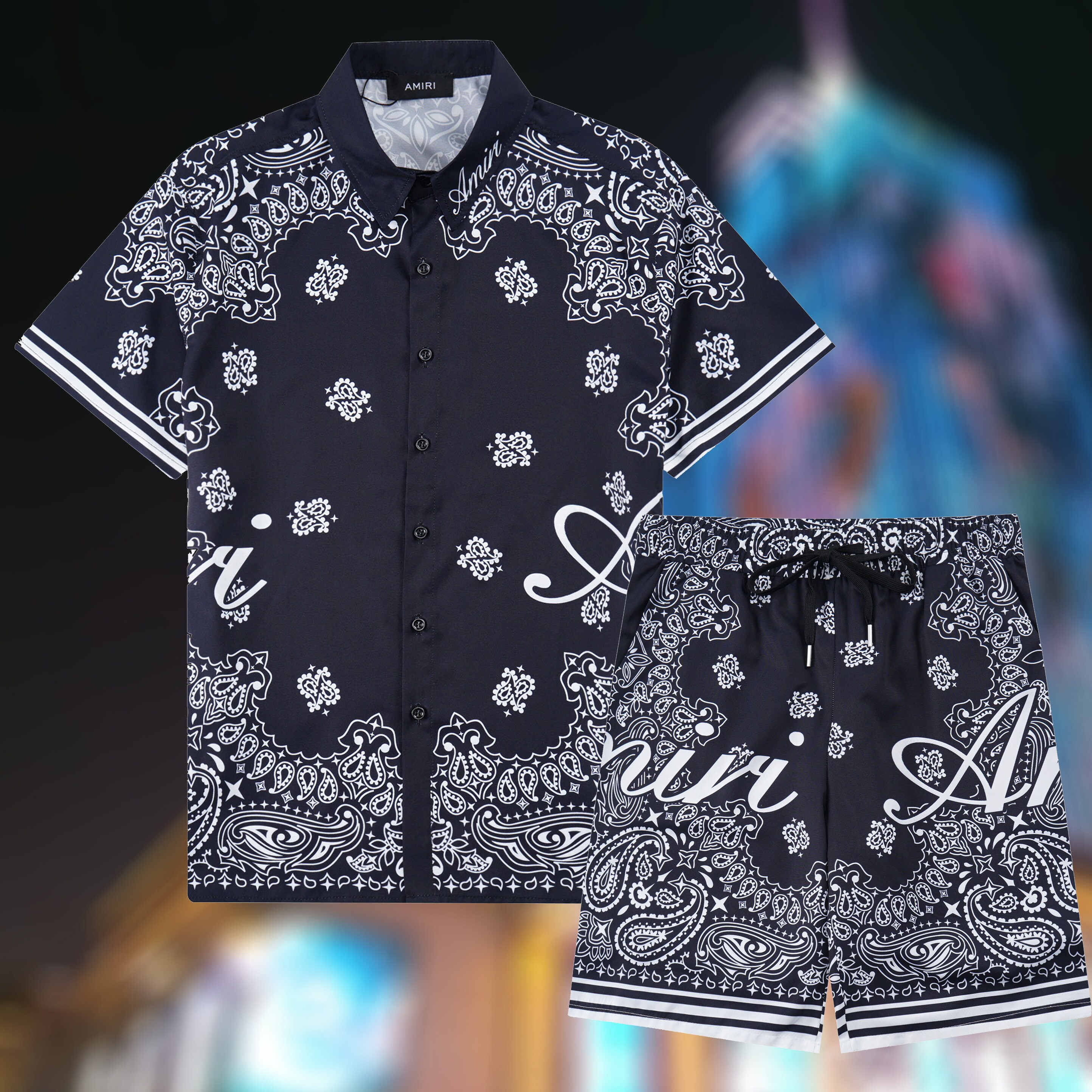 Amiri T-shirt, AMIRI Beach Shirt Sets , Vintage Amiri Logo Shirt Short ...