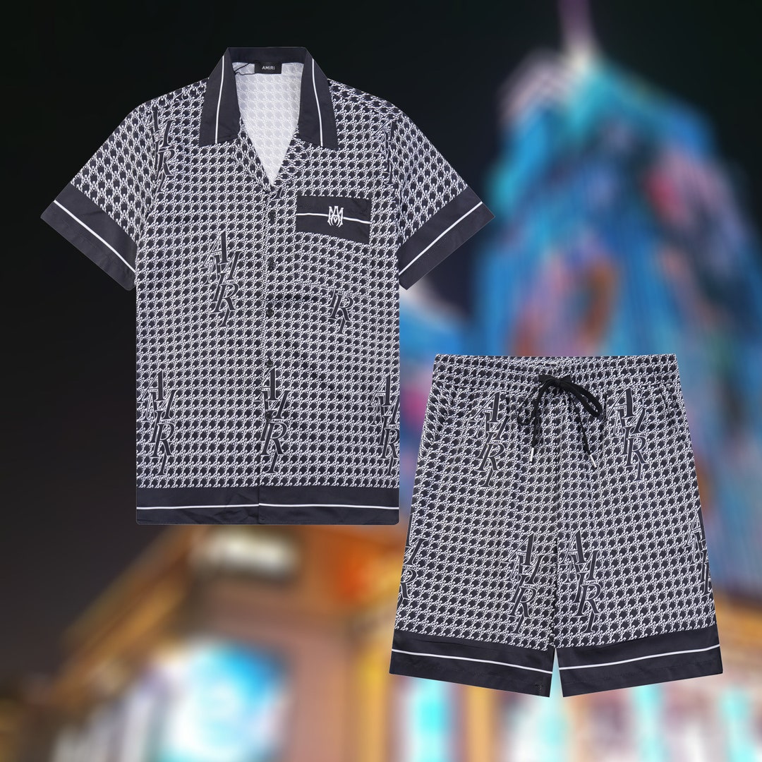 Amiri T-shirt, AMIRI Beach Shirt Sets , Vintage Amiri Logo Shirt Short ...