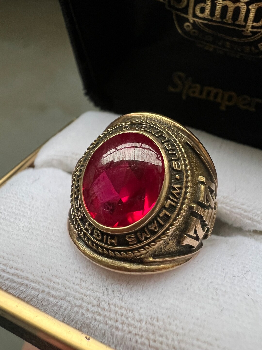 Vintage 10K Ruby Class Ring - Etsy