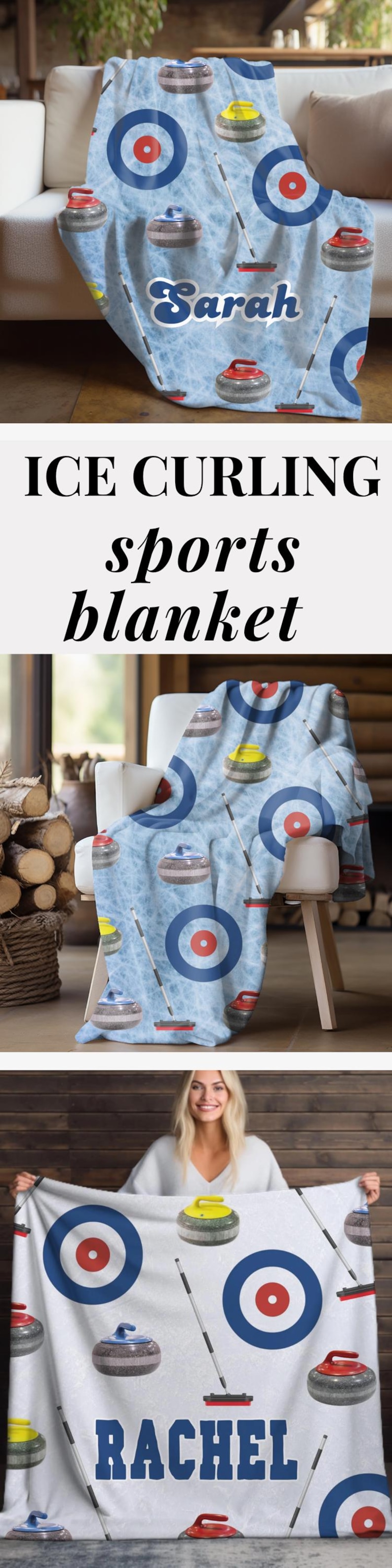 Personalized Curling Gift Custom Ice Curler Blanket With Name Curling ...