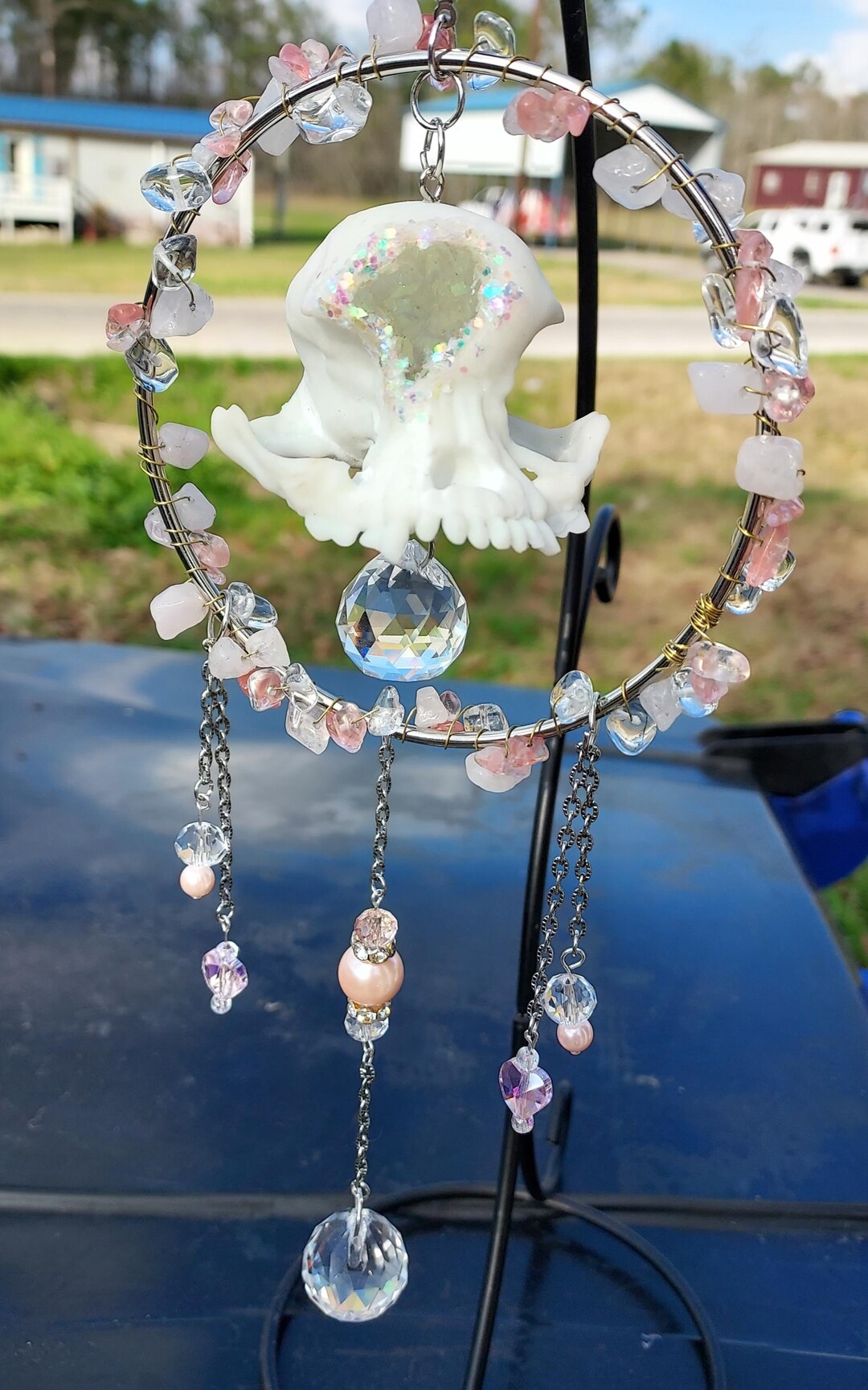 Geode Pug Skull Suncatcher - Etsy
