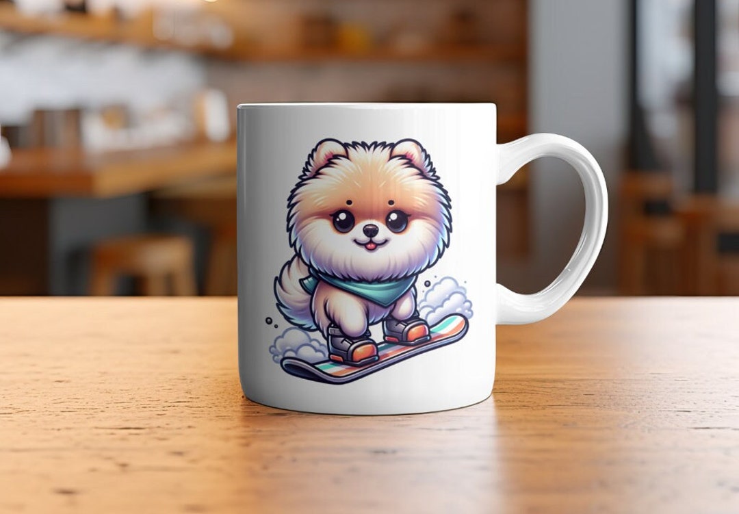 Cute Pomeranian Snowboarding Mug Best Gift for Dog Loving Moms Perfect ...
