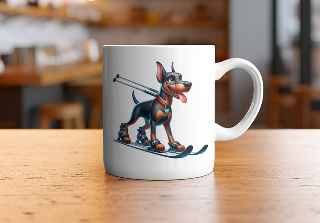 Cute Doberman Skiing Mug Best Gift for Adventure Loving Dog Moms ...
