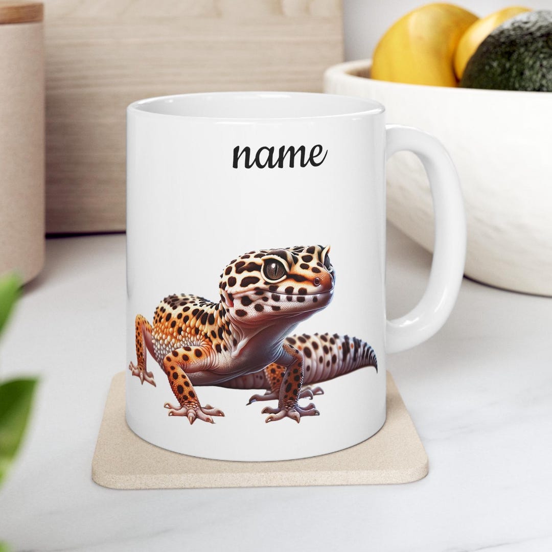 Custom Leopard Gecko Mug: Personalized Reptile Coffee Cup - Etsy