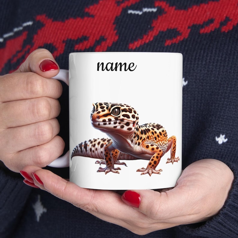 Custom Leopard Gecko Mug: Personalized Reptile Coffee Cup - Etsy