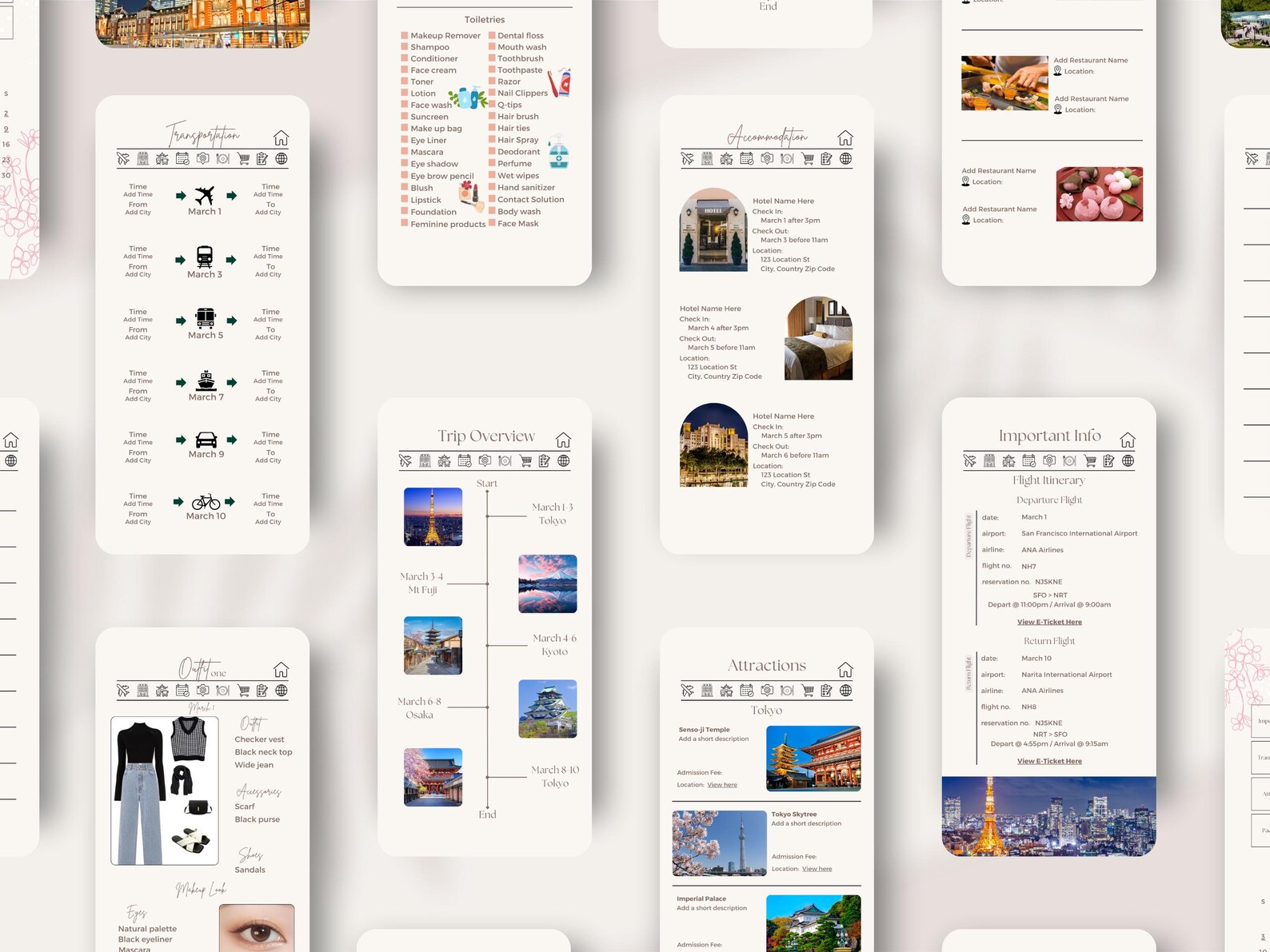 Japan Travel Planner Itinerary Template Printable Travel Guide Digital ...