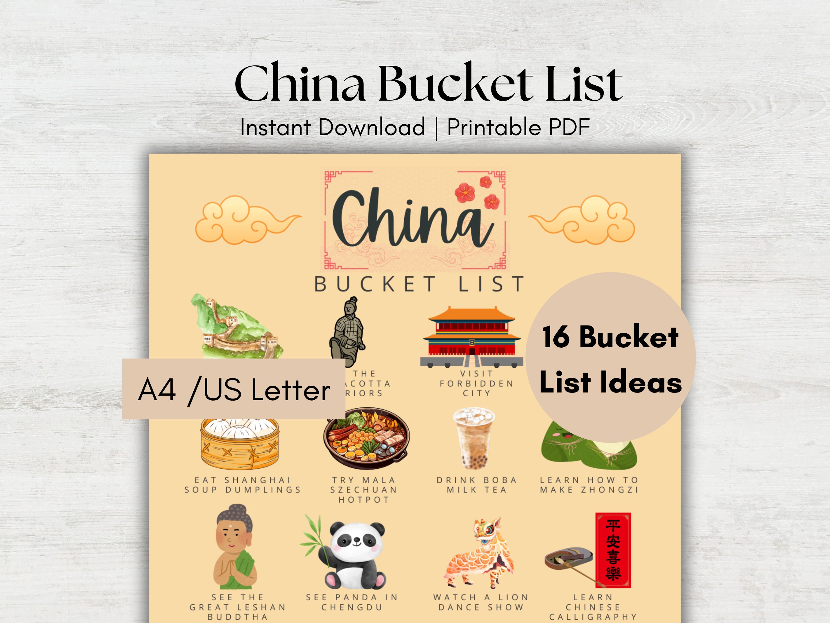 China Bucket List Printable Travel Planner Checklist Travel Bucket List ...
