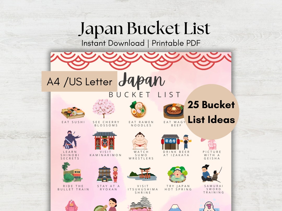 Japan Bucket List Printable Travel Planner Checklist Things to Do List ...