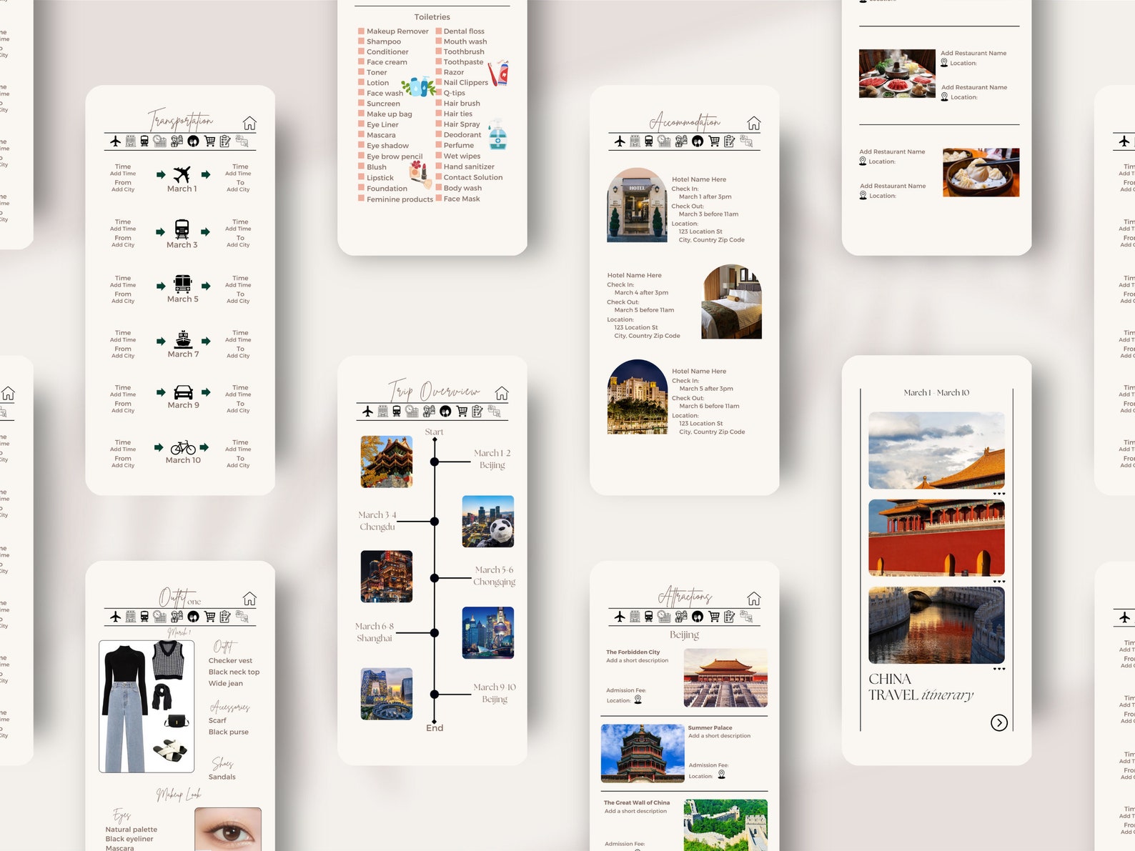 China Travel Planner Template Travel Itinerary Template Beijing Travel ...