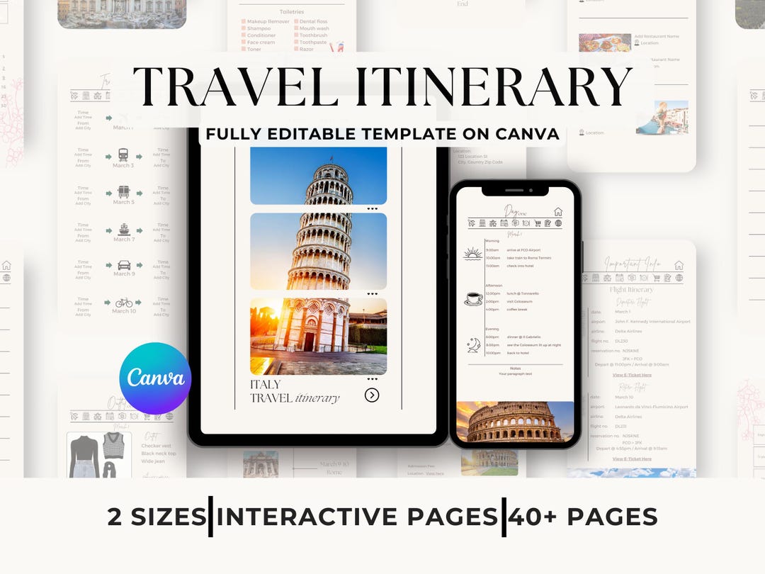 Italy Travel Planner Travel Itinerary Template Printable Travel Guide ...
