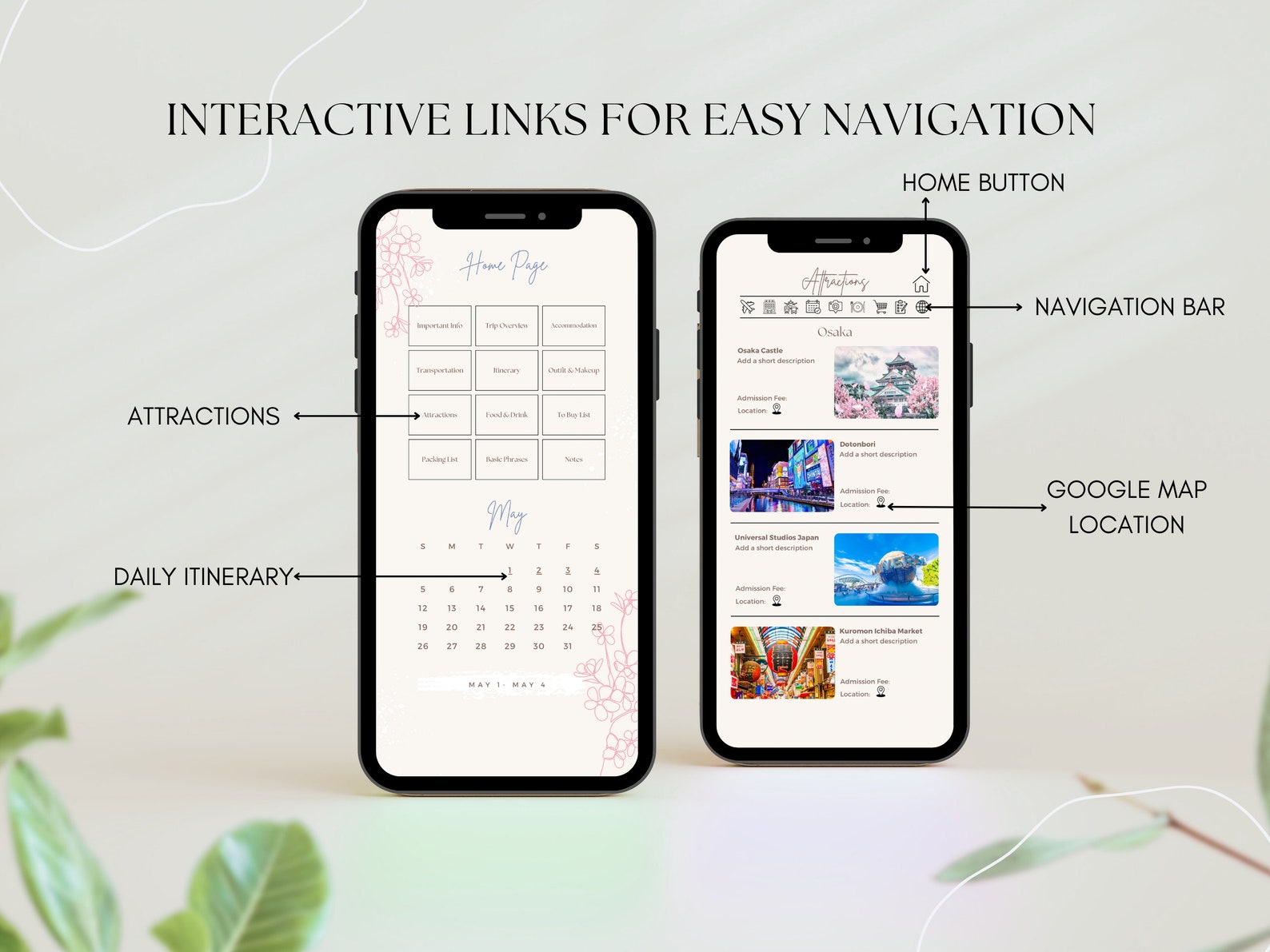 Travel Itinerary Template Osaka Travel Planner Mobile Template Download ...