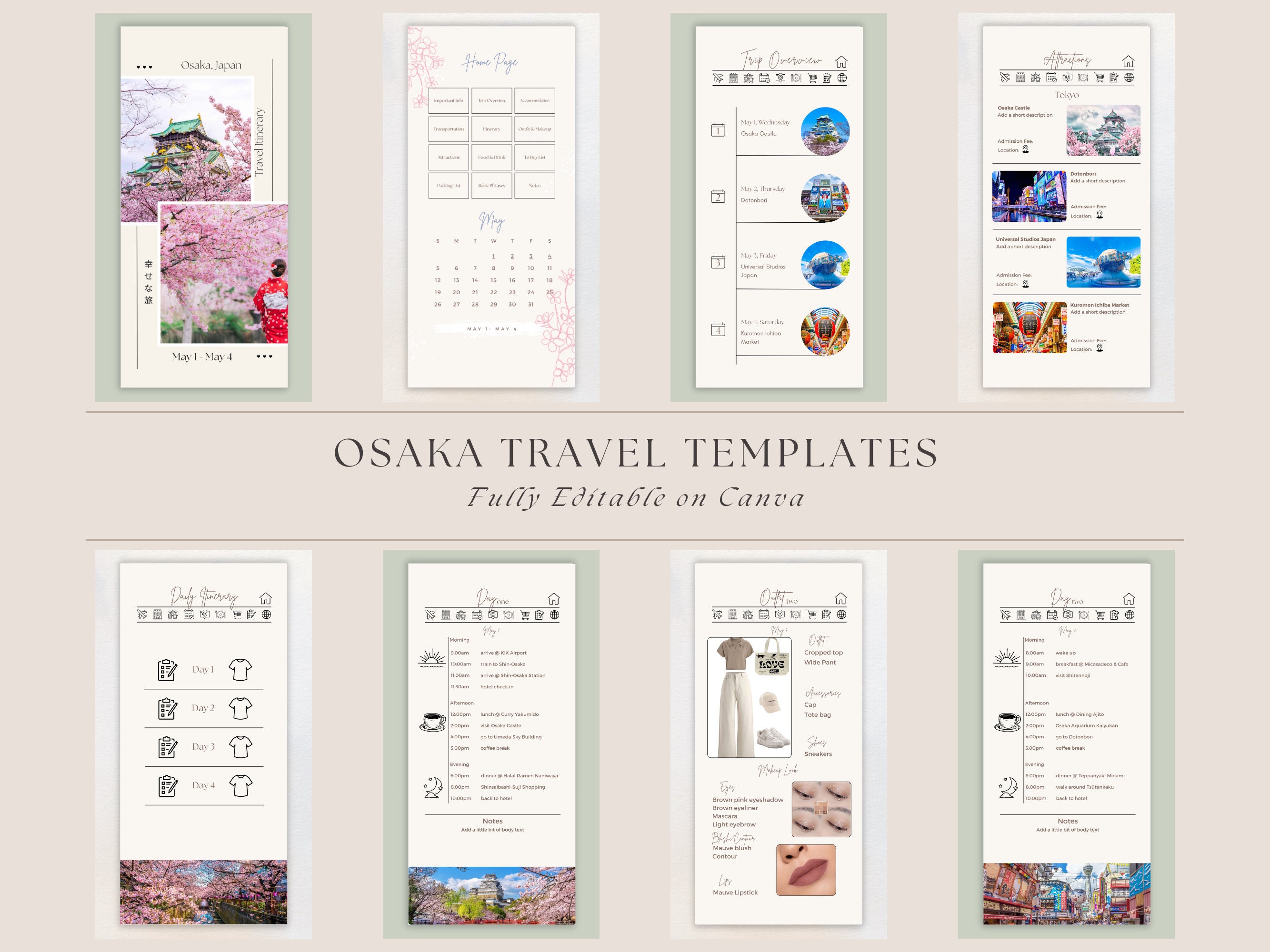 Travel Itinerary Template Osaka Travel Planner Mobile Template Download ...